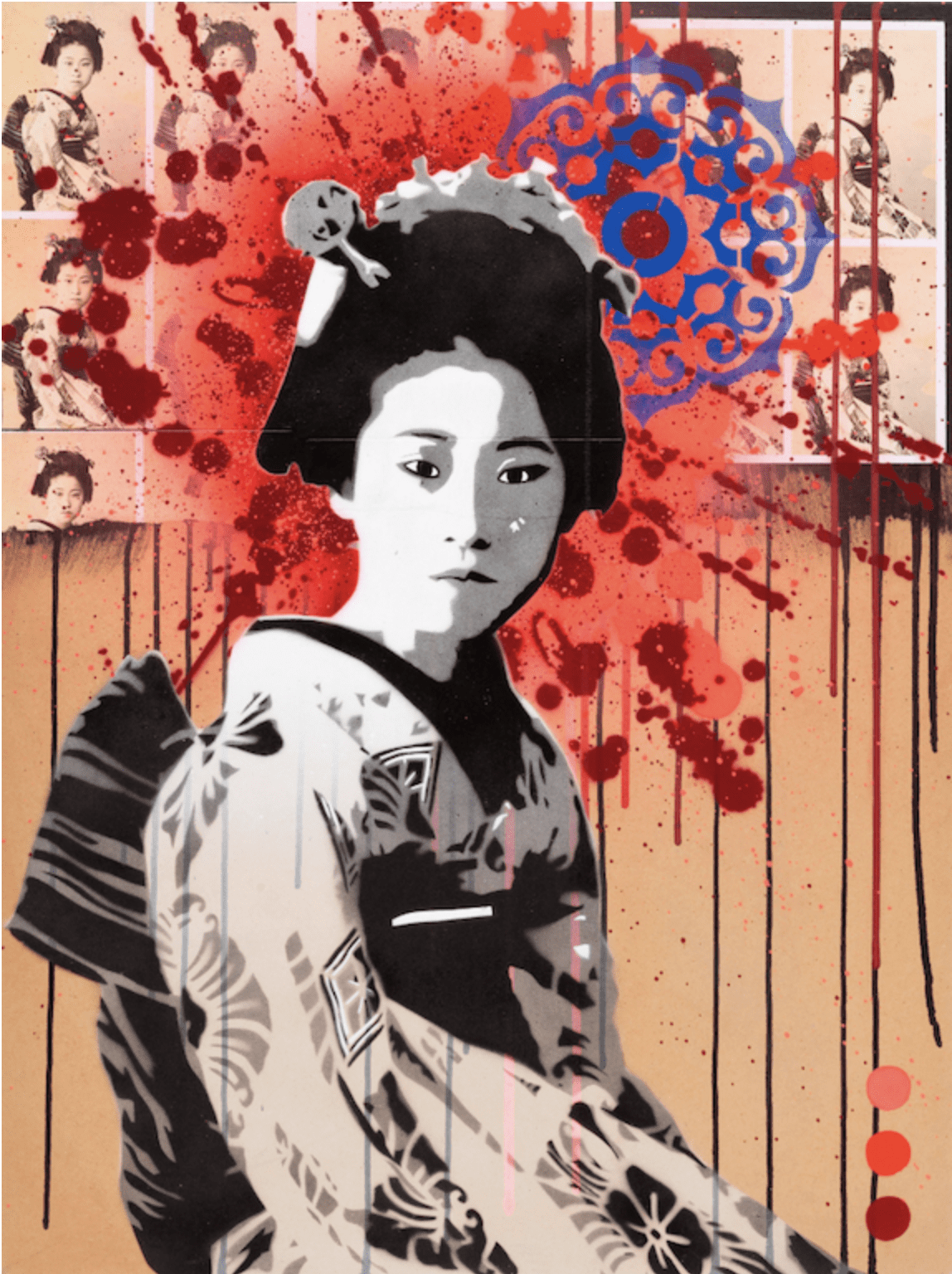 Imagen De Una Geisha New Years, Geisha, Kimono, Ribbons, Cherry